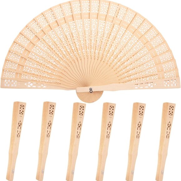 Accents | Decorative Hand Fan Foldable 6 Packs Folding Wooden Vintage ...